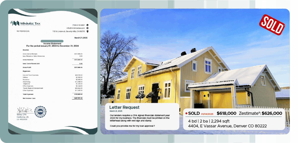 CPA Letter Services in USA for Home Loan and Mortgage Lender
