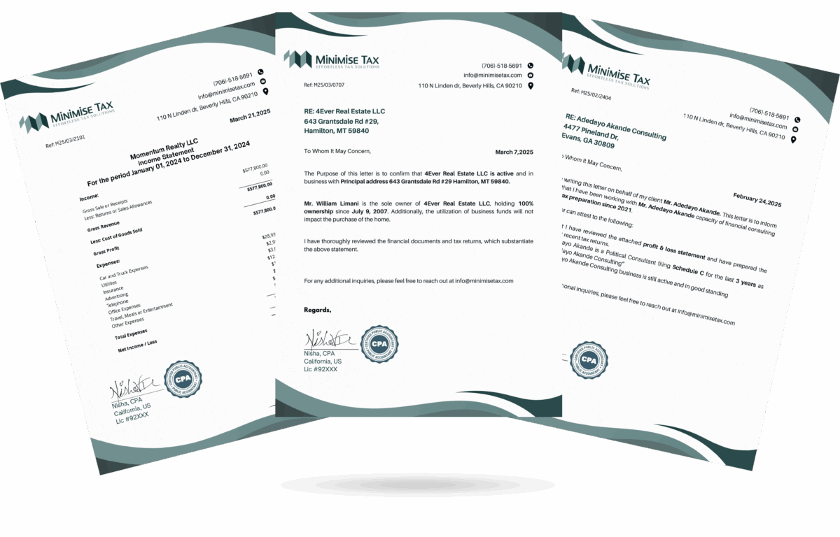 CPA Letter Services in USA for Home Loan and Mortgage Lender